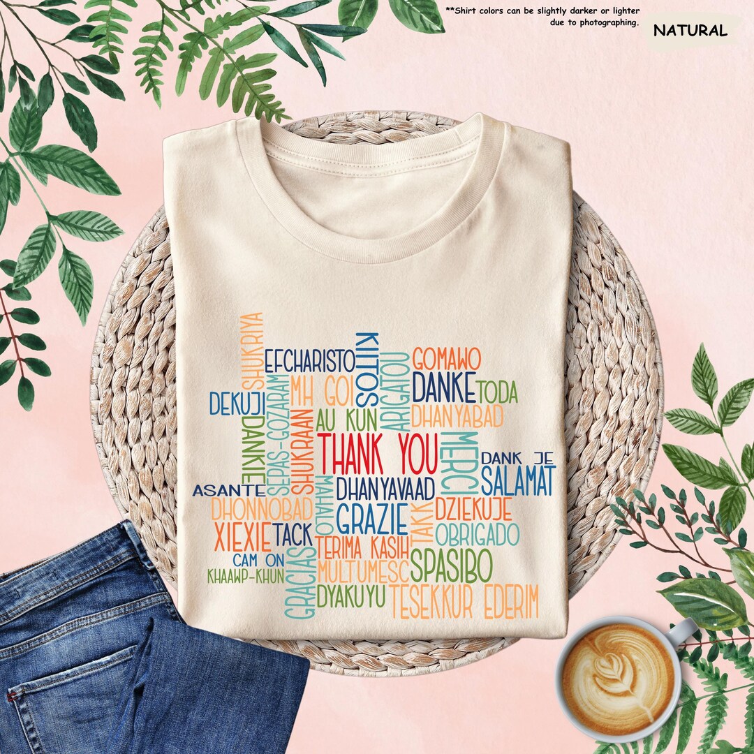 Thank You in Many Languages Shirt, Multilingual Teacher Shirt ...