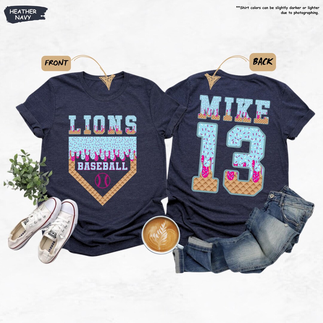 Custom Baseball Ice Cream Drip Shirt, Baseball Drip Team Shirt, Personalized Baseball Tee ...