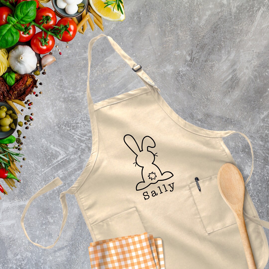 Personalized Bunny Apron, Custom Name Apron, Easter Apron, Bunny Apron ...