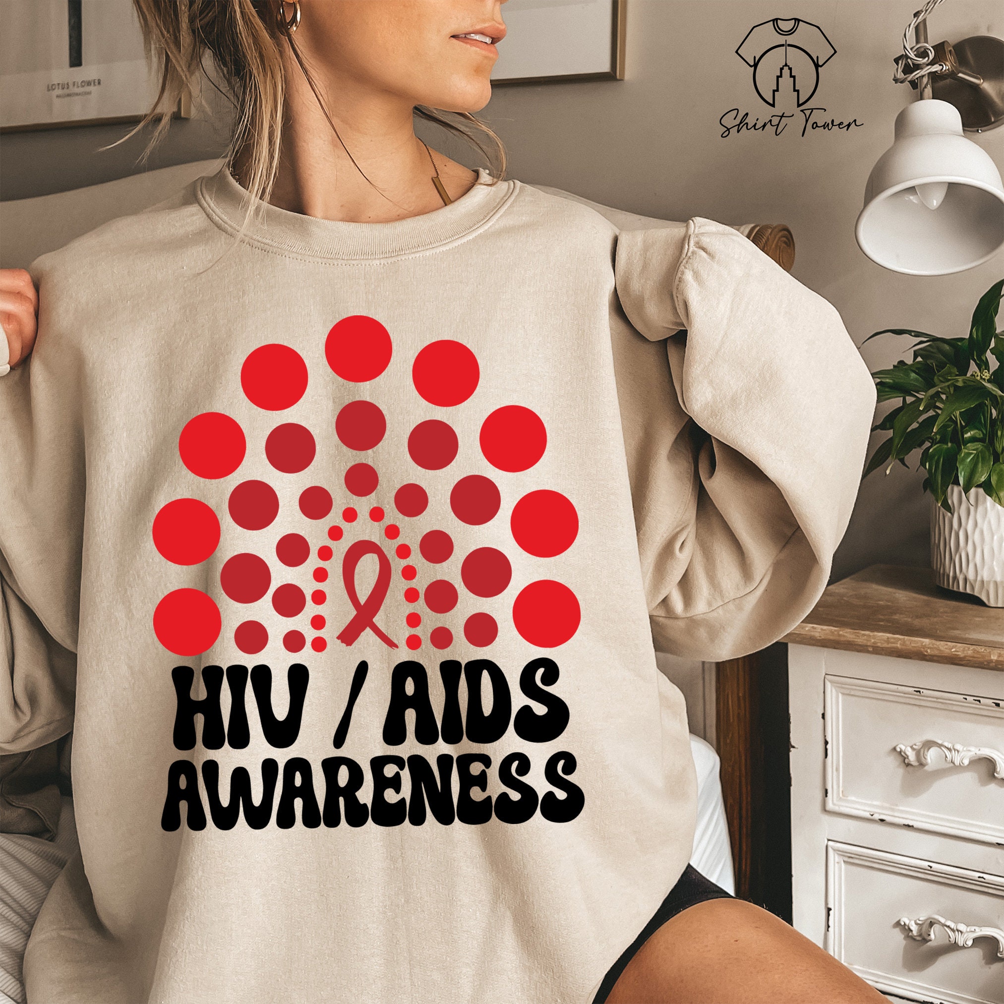 HIV AIDS Awareness Sweatshirt, Aids Warrior Sweater, HIV Support ...
