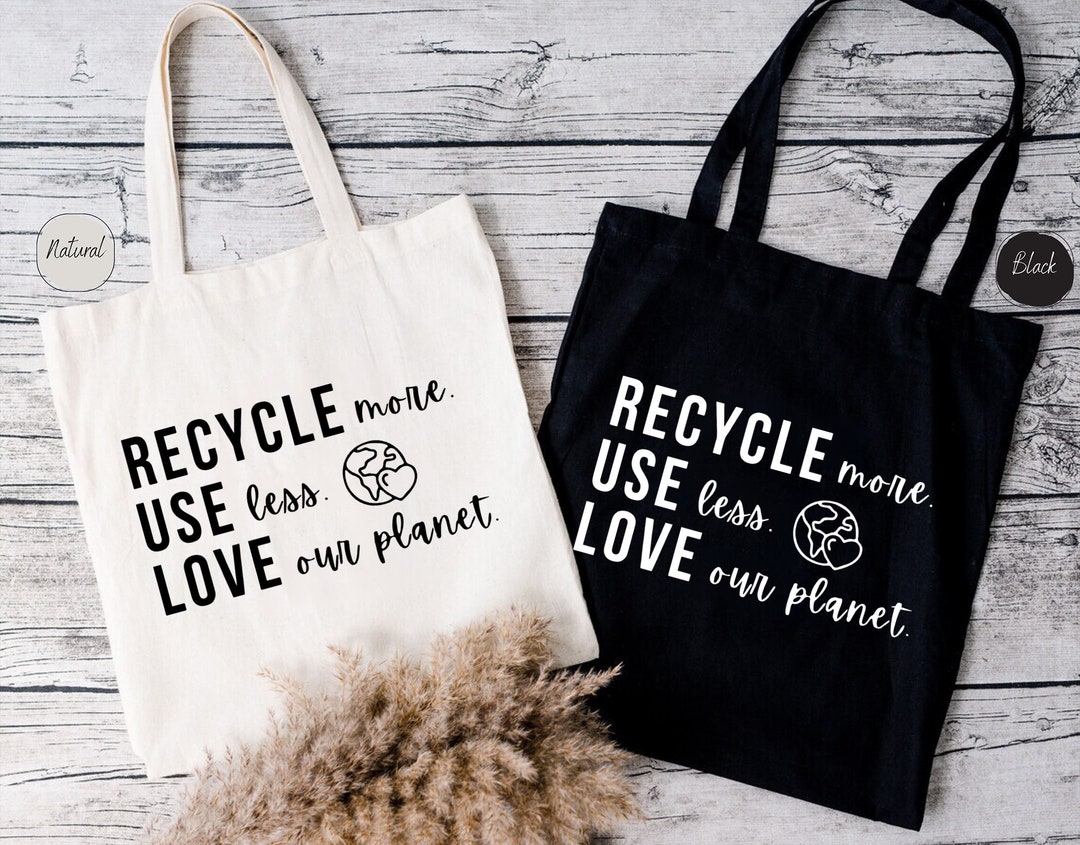 Earth Day Tote Bag, Recycle More Use Less Love Our Planet Tote Bag ...