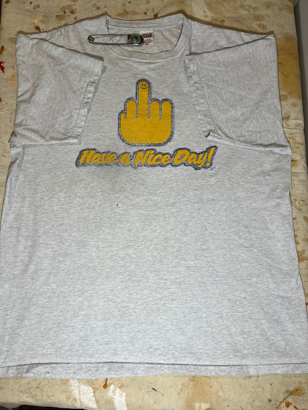Have a Nice Day! Middle Finger Vintage Grey Shirt Size XL 24 X 30.5 - Etsy