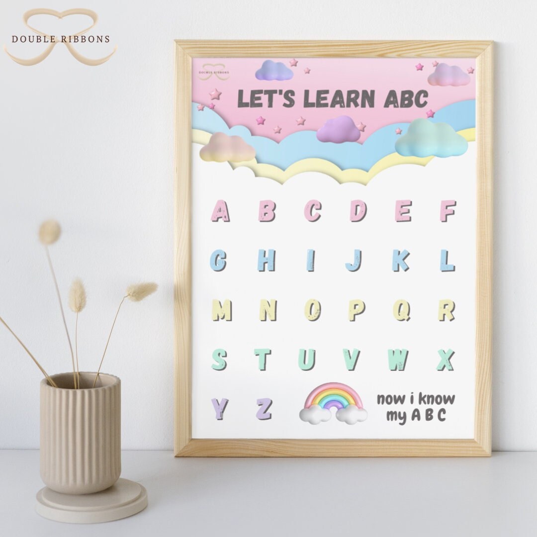 Baby Girl Nursery Decor Educational Posters Alphabets - Etsy