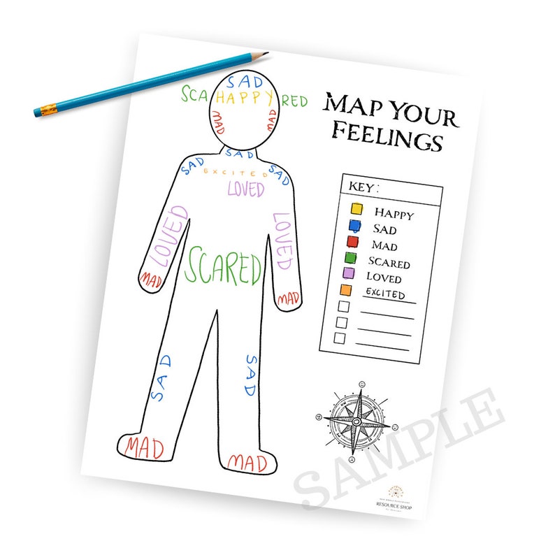 Mindfulness Feelings Map Worksheet (for Kids, Teens, and Adults ...
