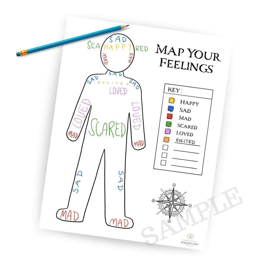 Mindfulness Feelings Map Worksheet (for Kids, Teens, and Adults ...
