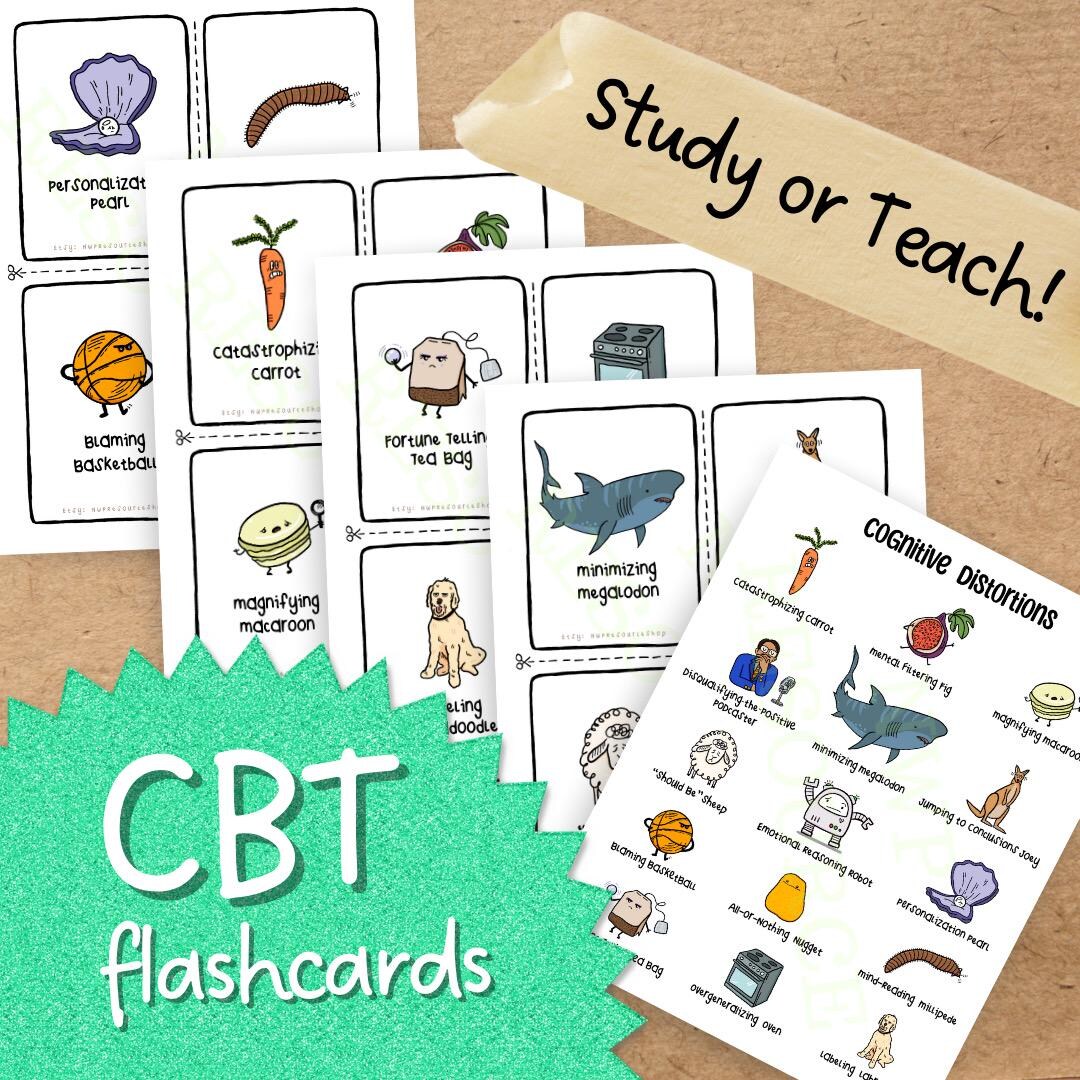 Cognitive Distortions Flashcards: CBT Therapy Tool (digital Download ...