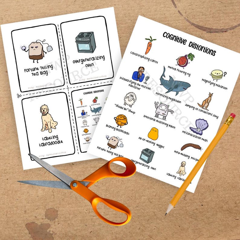 Cognitive Distortions Flashcards: CBT Therapy Tool (digital Download ...