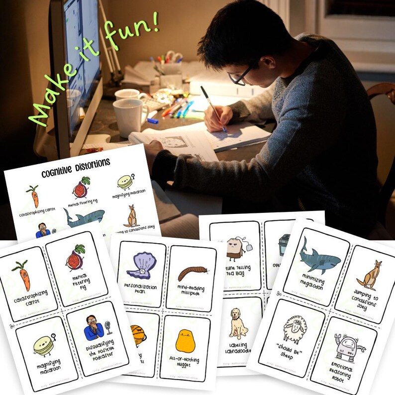 Cognitive Distortions Flashcards: CBT Therapy Tool (digital Download ...