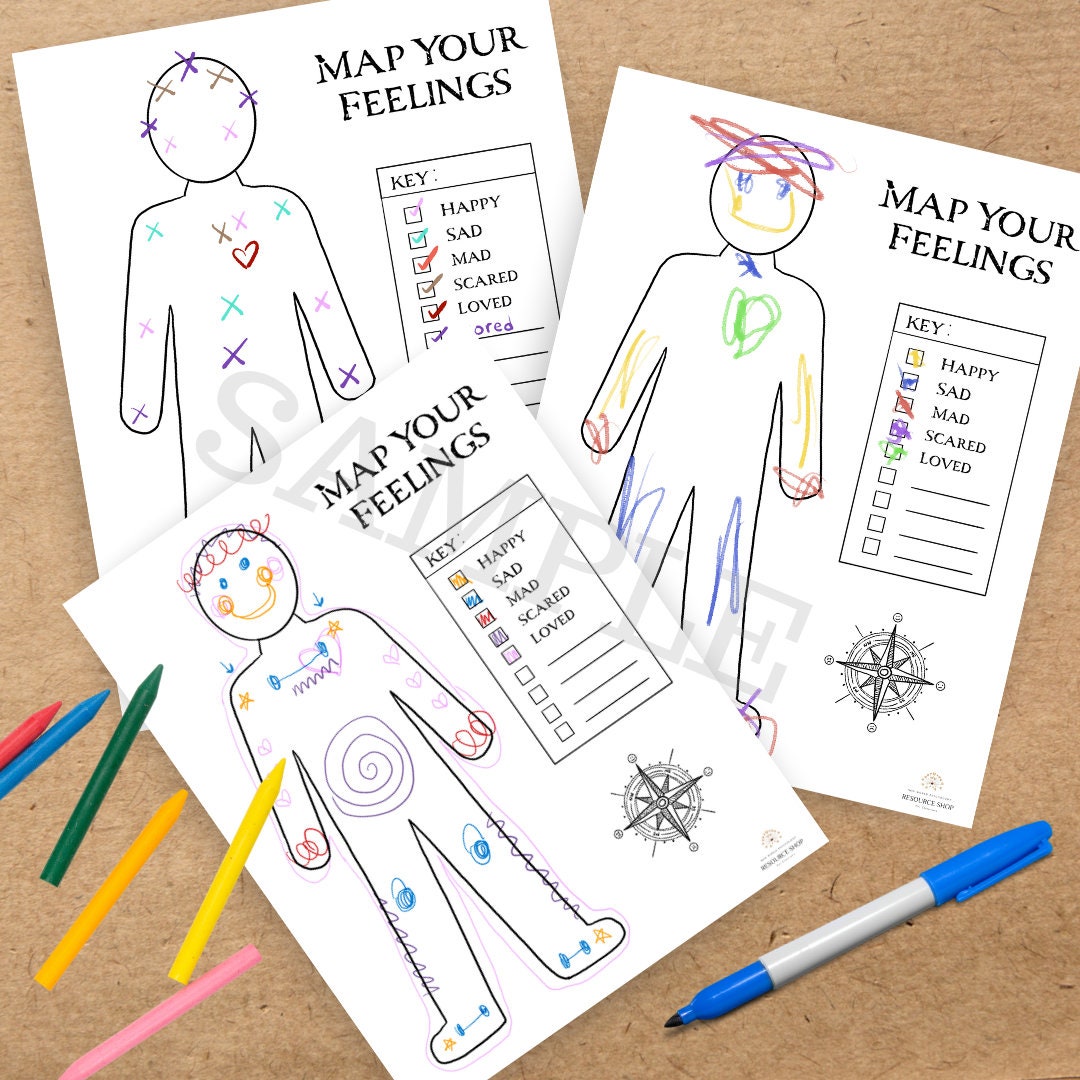 Mindfulness Feelings Map Worksheet (for Kids, Teens, and Adults ...