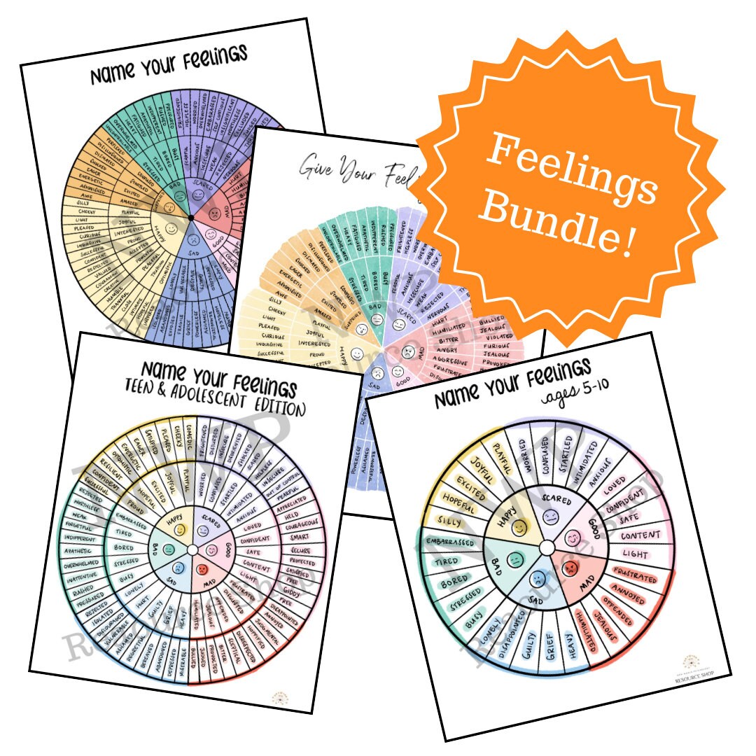 Name Your Feelings Wheel Handout BUNDLE! (child, Teen, Adult, Art) - Etsy