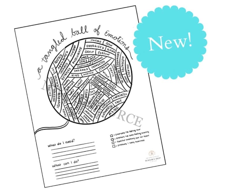 Tangled Ball of Emotions Mindfulness Worksheet (single, Mixed Feelings ...
