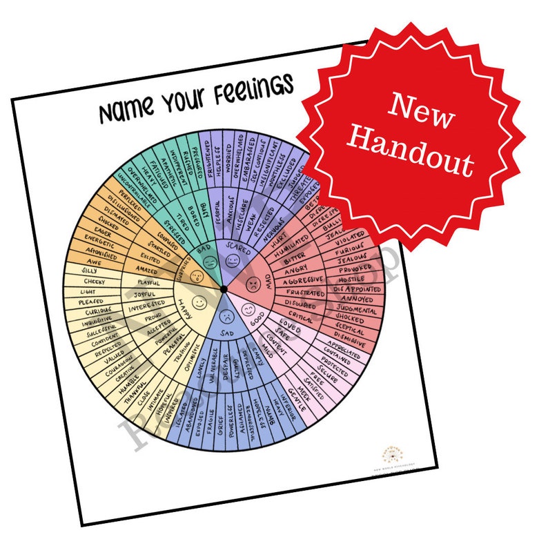 Name Your Feelings Wheel Handout - Etsy