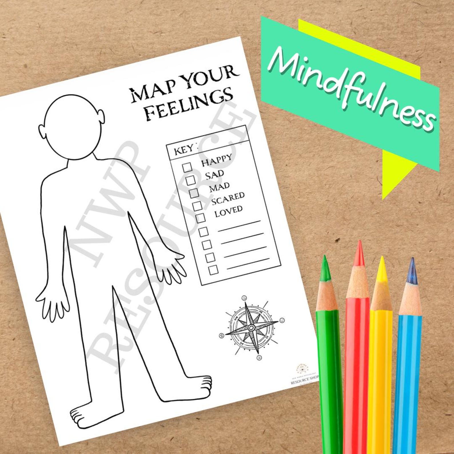 Mindfulness Feelings Map Worksheet (for Kids, Teens, and Adults ...