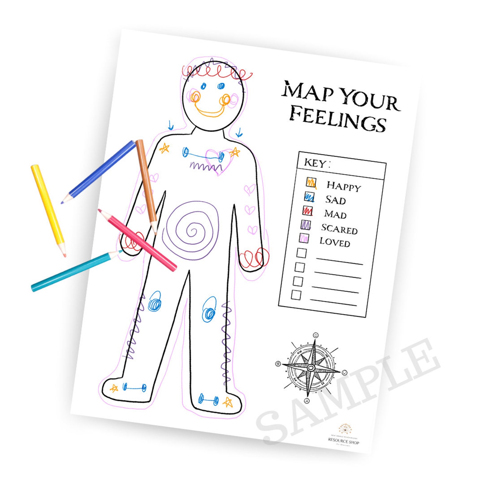 Mindfulness Feelings Map Worksheet (for Kids, Teens, and Adults ...