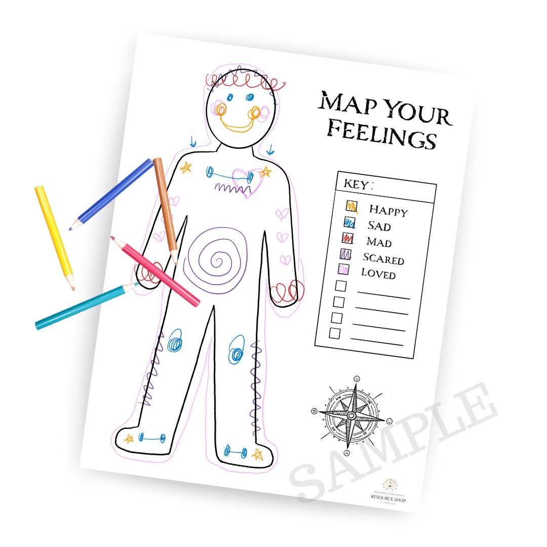 Mindfulness Feelings Map Worksheet (for Kids, Teens, and Adults ...