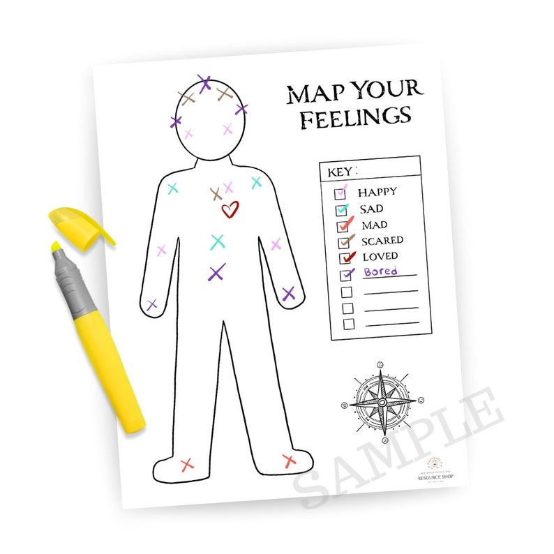 Mindfulness Feelings Map Worksheet (for Kids, Teens, and Adults ...