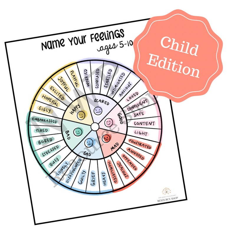 Feelings Wheel Handout: Child Edition - Etsy