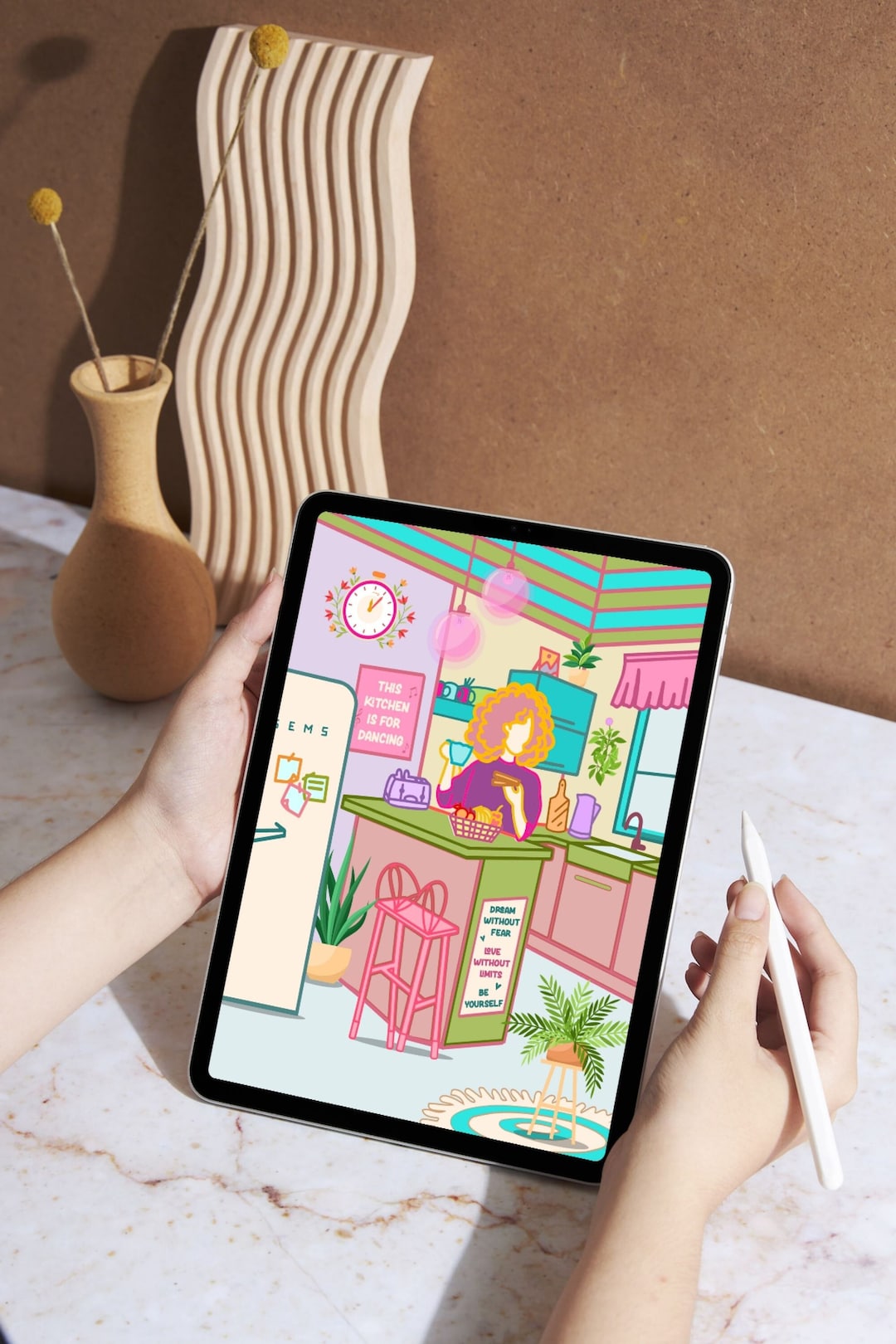 Kawaii Kitchen iPad Wallpaper Cute Kitchen Tablet Wallpaper Pastel ...