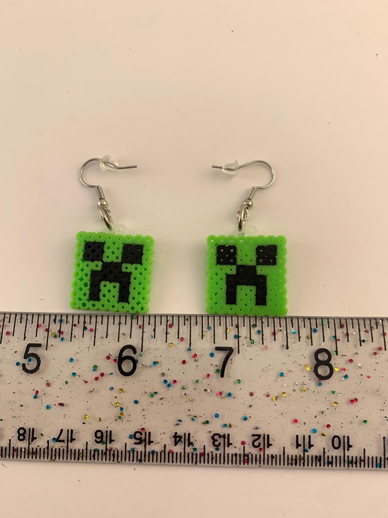 Minecraft Creeper Perler Bead Earrings - Etsy