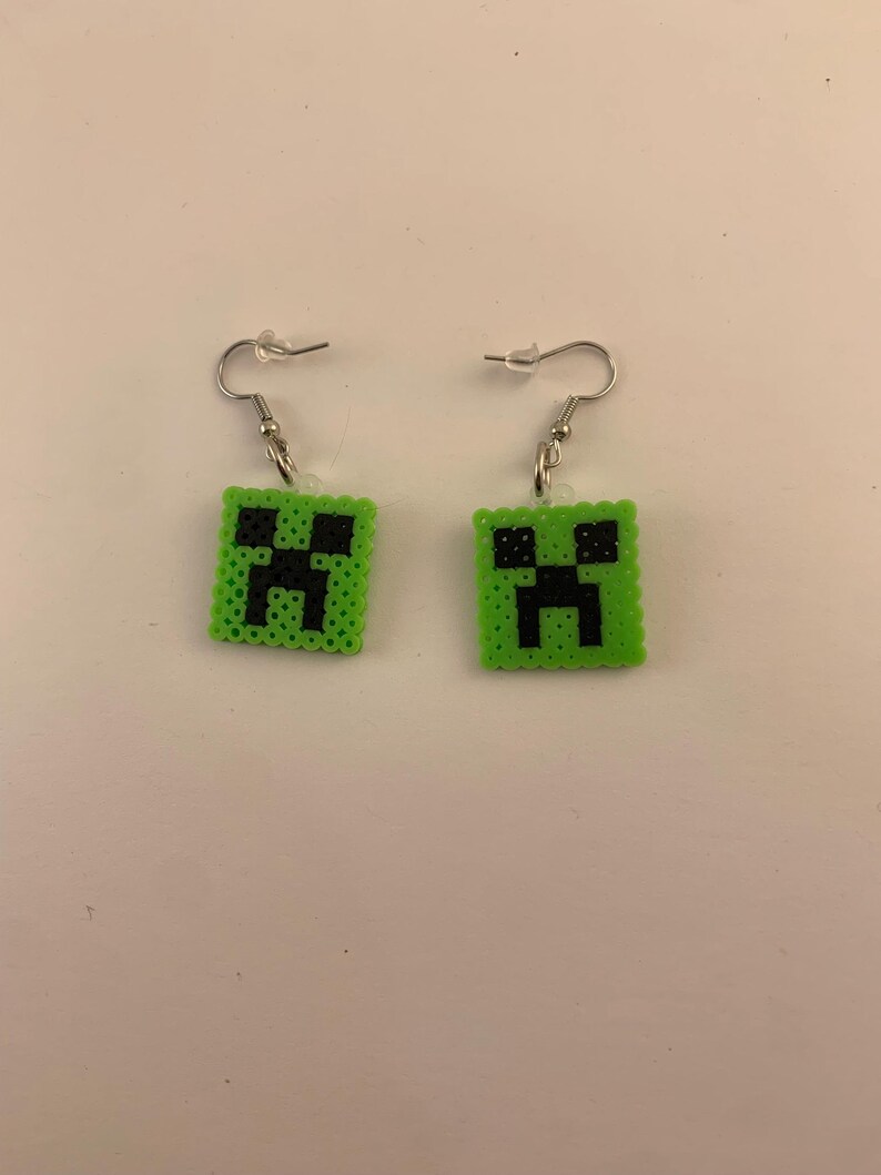 Minecraft Creeper Perler Bead Earrings - Etsy Minecraft Creeper Perler Bead Earrings - Etsy