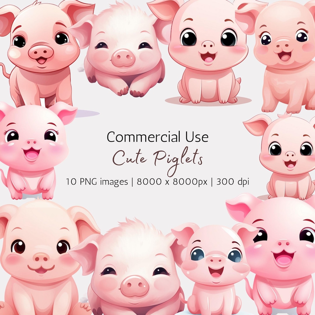 Cute Piglets Clipart PNG Pack of 10 Transparent Background Animal ...