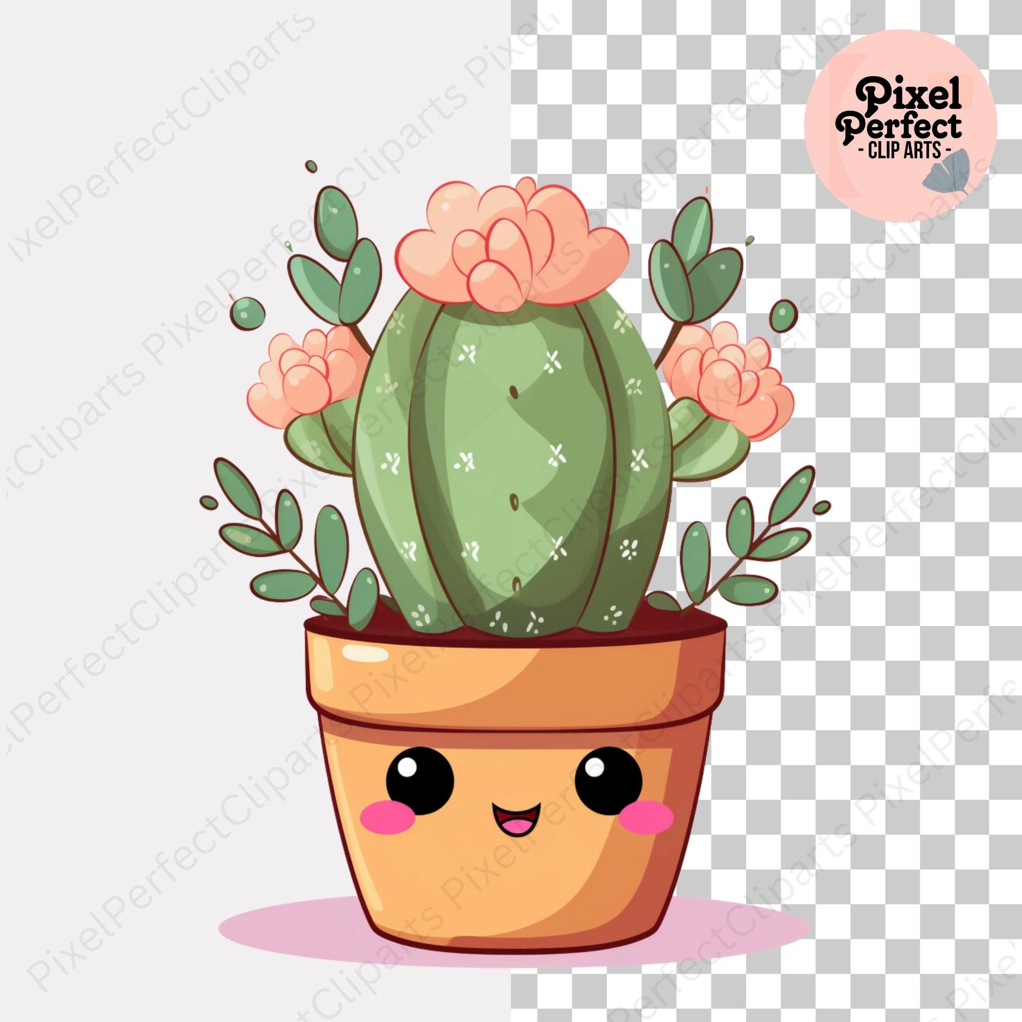 Cute Cactus Clipart PNG Pack of 10 Transparent Background - Etsy