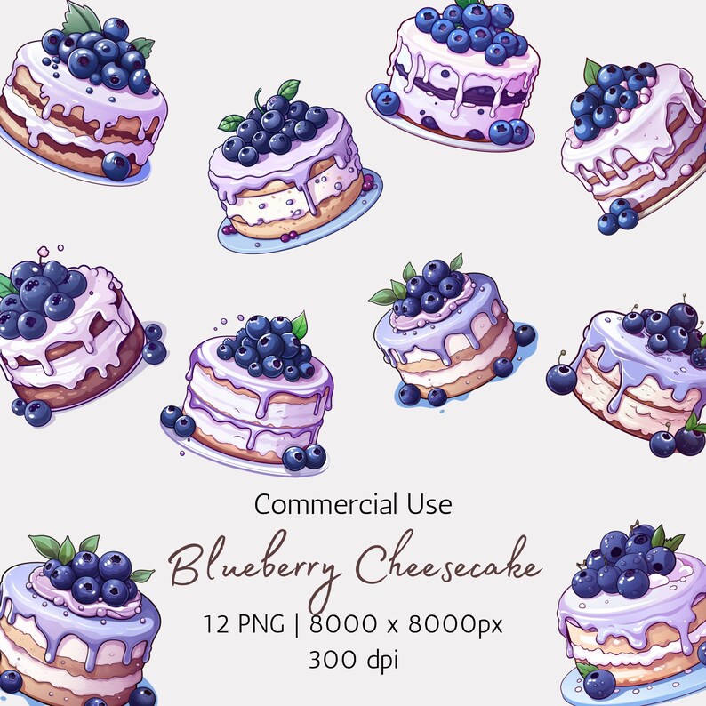 Blueberry Cheesecake Clipart PNG Pack of 12 Images Transparent ...