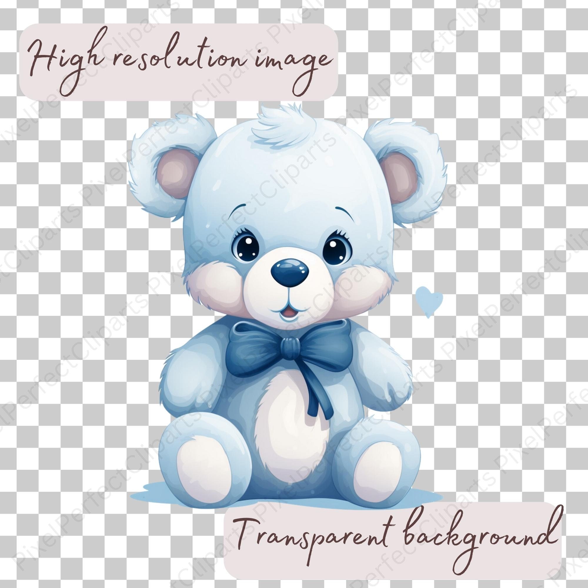 Cute Blue Teddy Clipart PNG Pack of 10 Transparent Background Gender ...