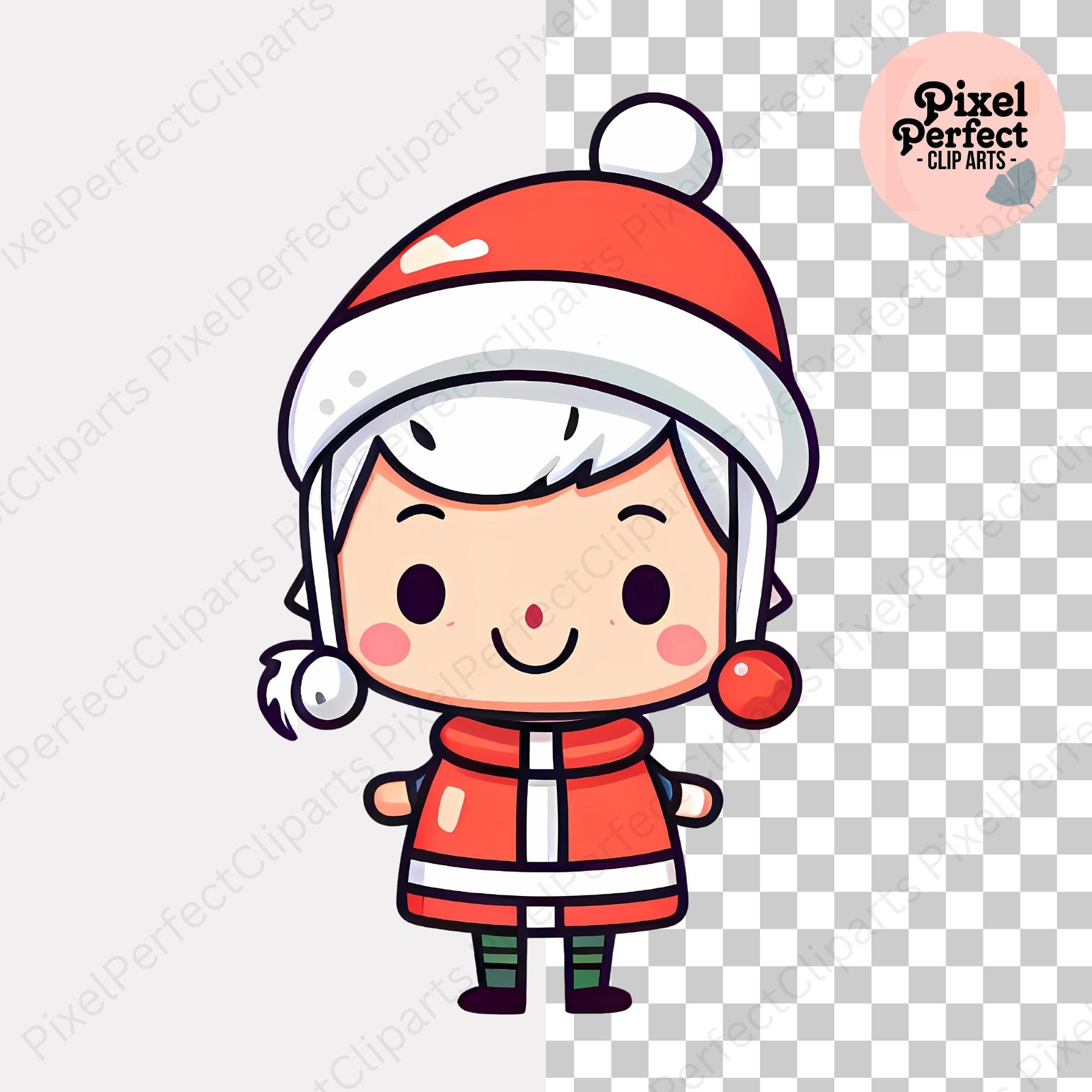 Cute Christmas Chibi Clipart PNG Pack of 10 Christmas Graphics ...