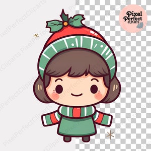 Cute Christmas Chibi Clipart PNG Pack of 10 Christmas Graphics - Etsy
