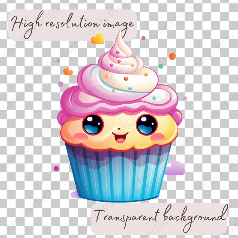 Cute Rainbow Cupcakes Clipart PNG Pack of 10 Transparent Background ...
