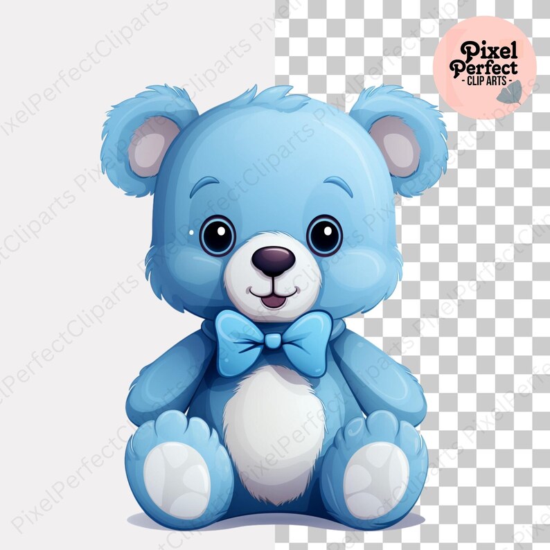 Cute Blue Teddy Clipart PNG Pack of 10 Transparent Background Gender ...