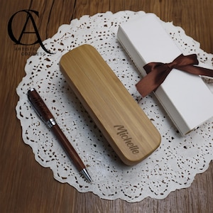 Personalized Wooden Pen Box, Custom Pen Holder Box, Laser Engraved Pen ...
