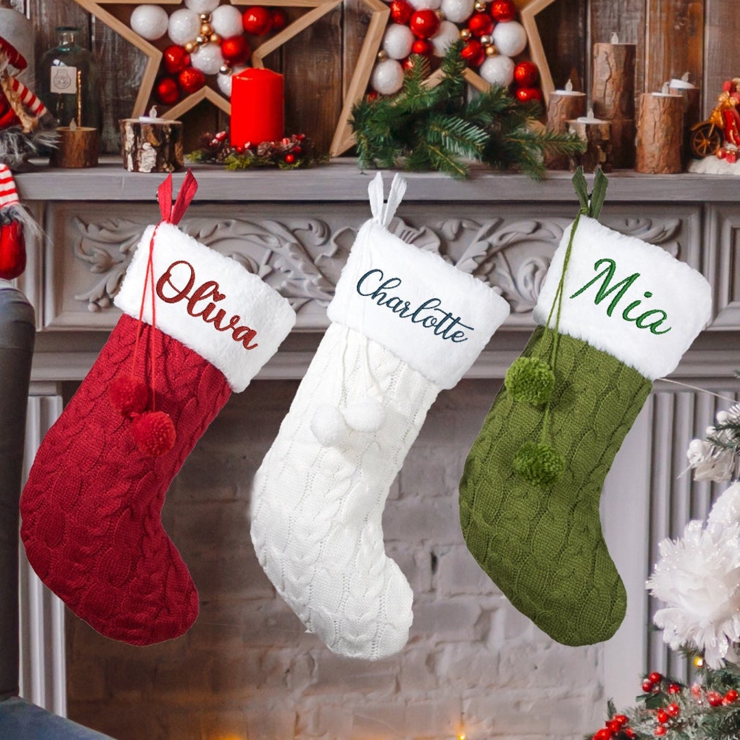 Custom Embroidered Stockings for Christmas, Personalized Family ...