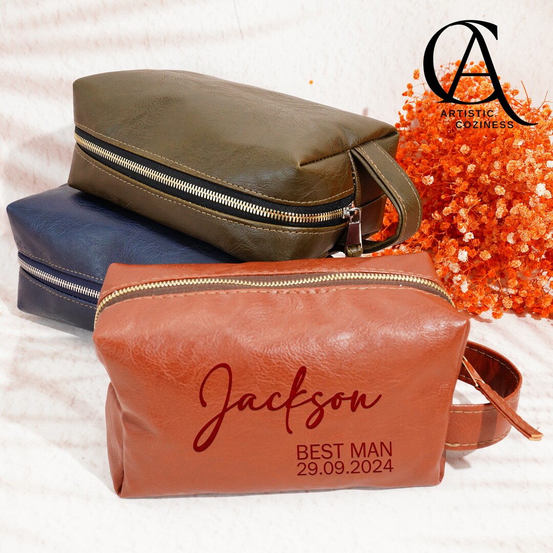 Personalized Engraved Toiletry Bag, Men's Grooming Kit Storage, Custom ...