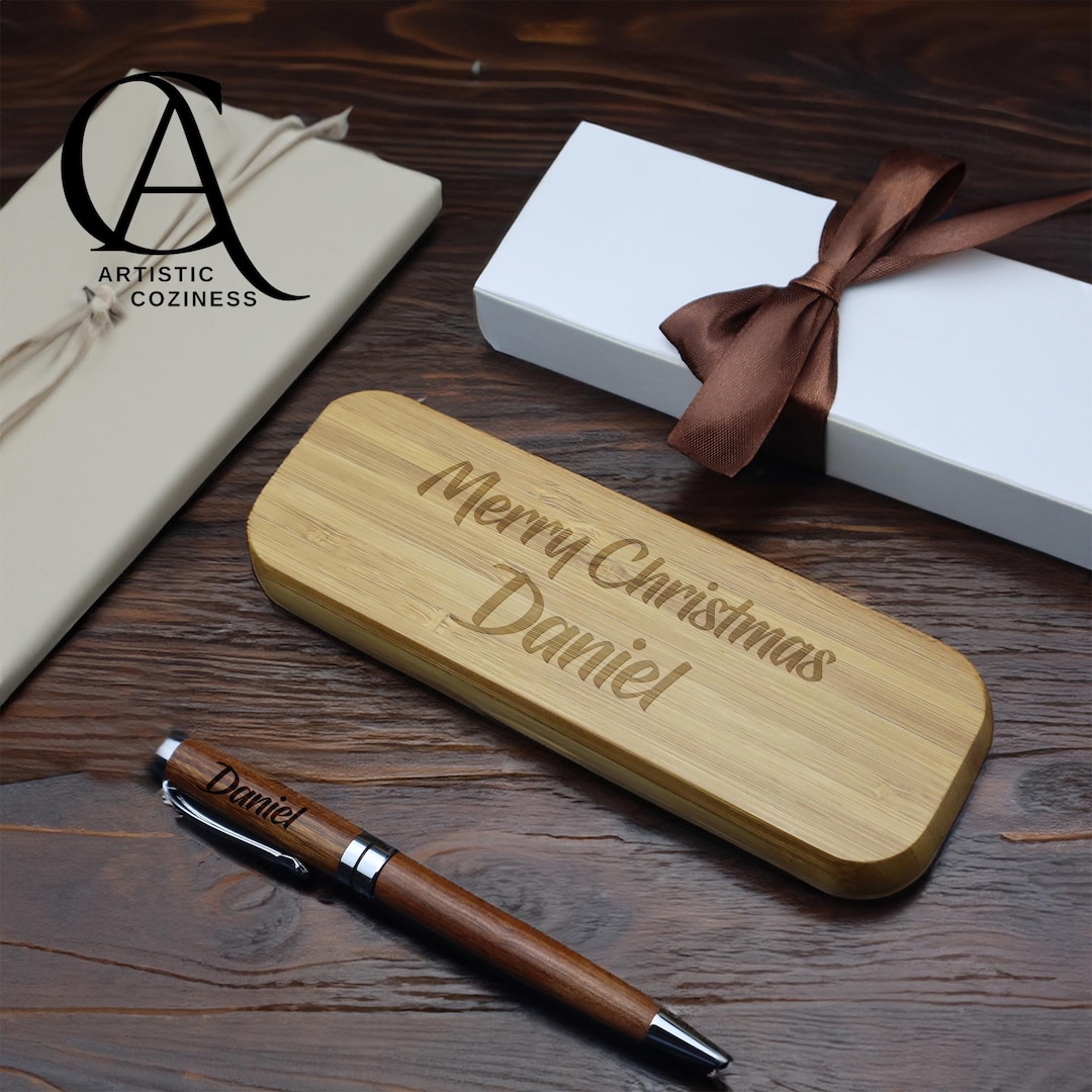 Personalized Wooden Pen Box, Custom Pen Holder Box, Laser Engraved Pen ...