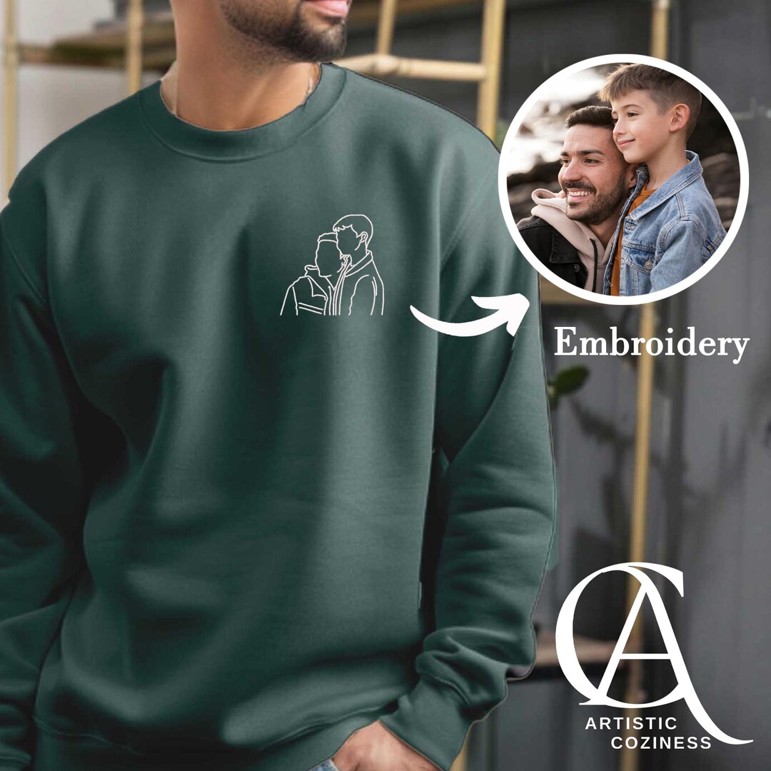 Personalized Photo Embroidery Sweater, Photo Outline Sweatshirt ...