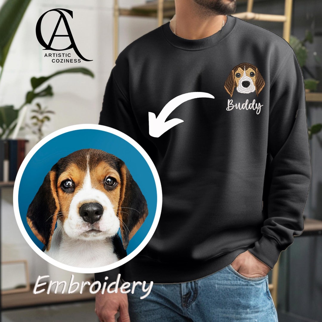 Personalized Pet Embroidery Sweater, Pet Outline Sweatshirt, Custom Pet ...