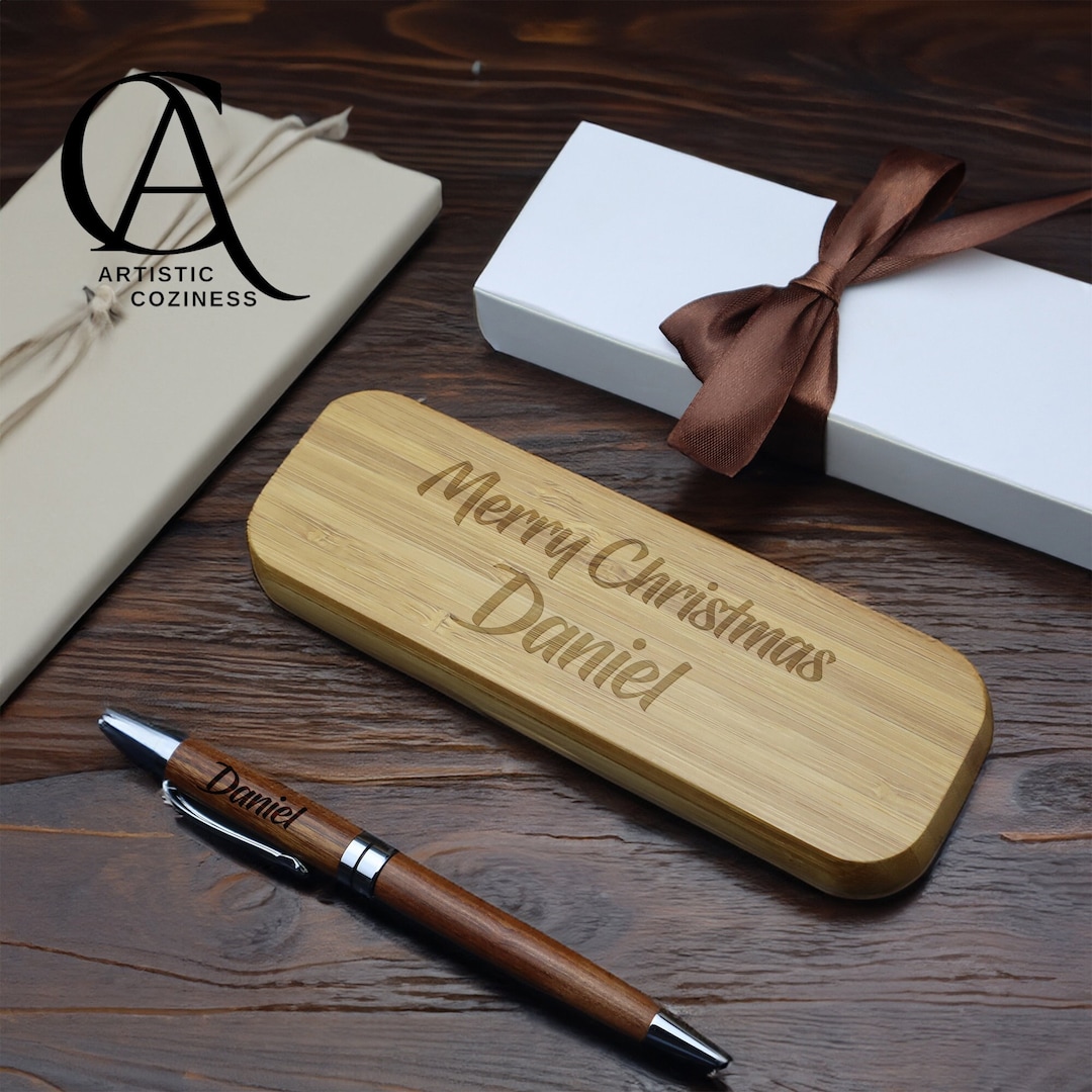 Personalized Wooden Pen Box, Custom Pen Holder Box, Laser Engraved Pen ...