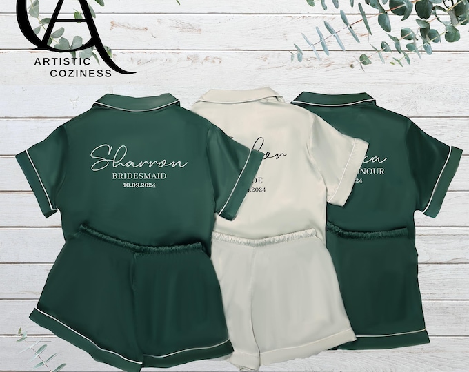 Personalized Matching Pajamas, Custom Satin Pajama, Bridesmaid Proposal ...