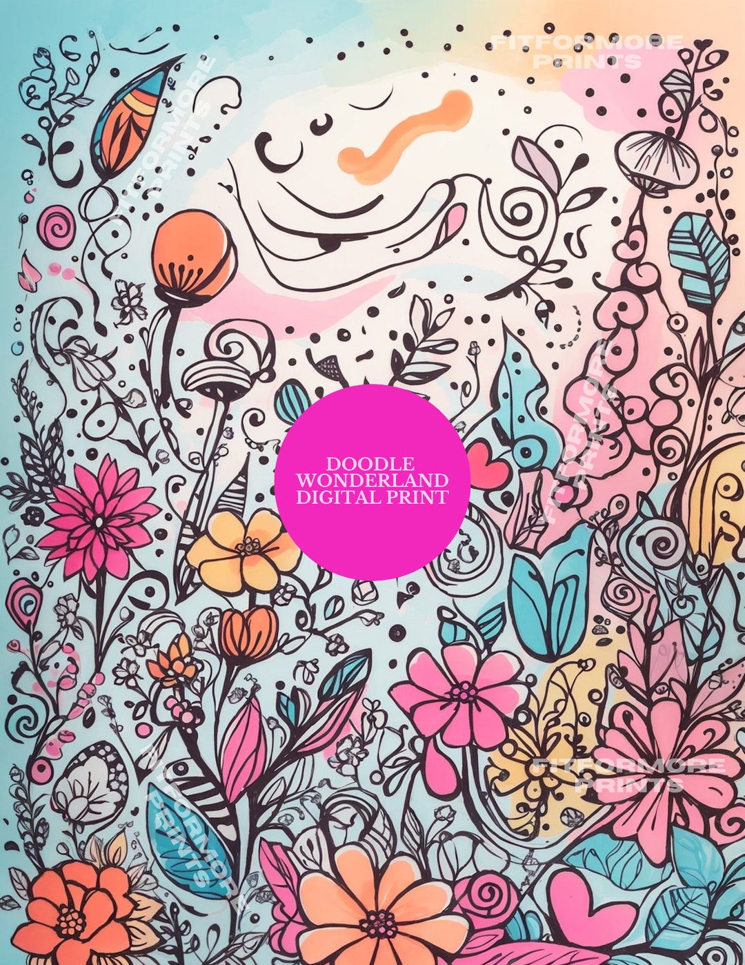 Whimsical Doodles Digital Print | Digital Patterns | Digital Paper ...