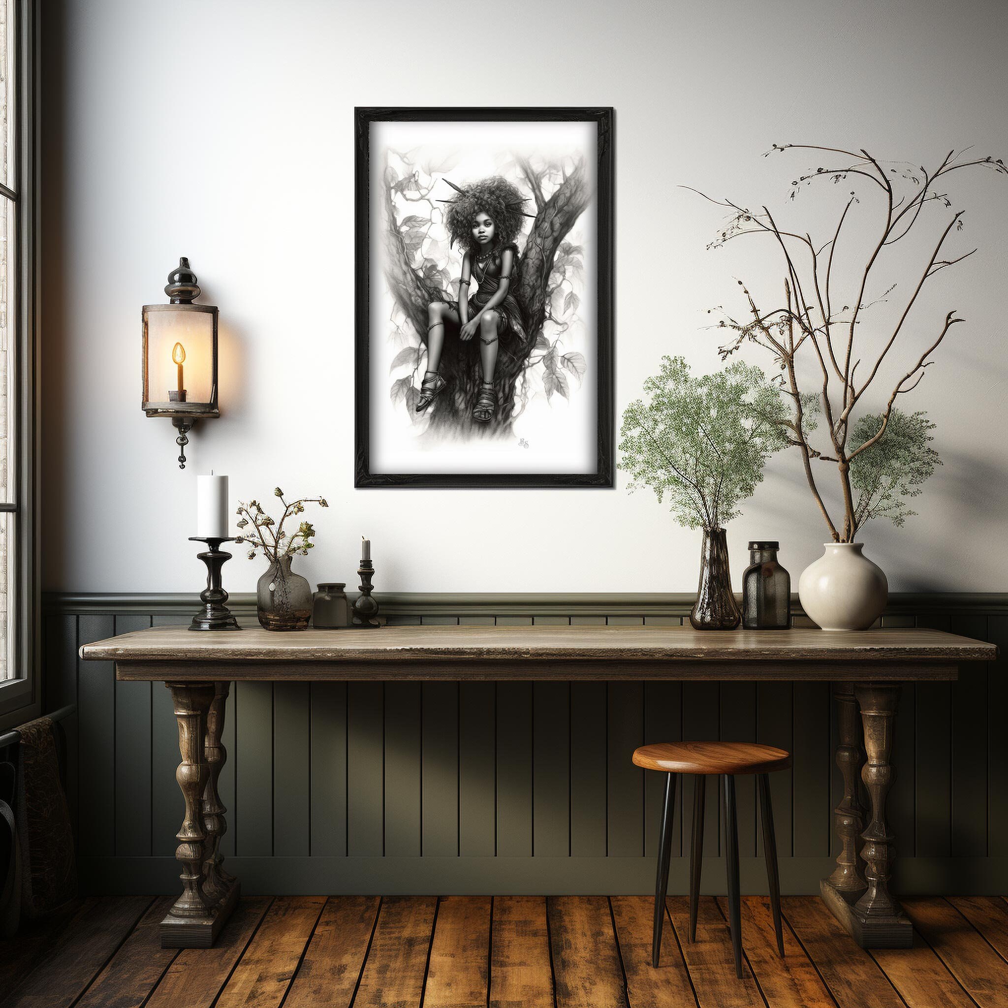 Woodland Fae Guide Dark Academia Wall Art Print Gothic Decor Black and ...
