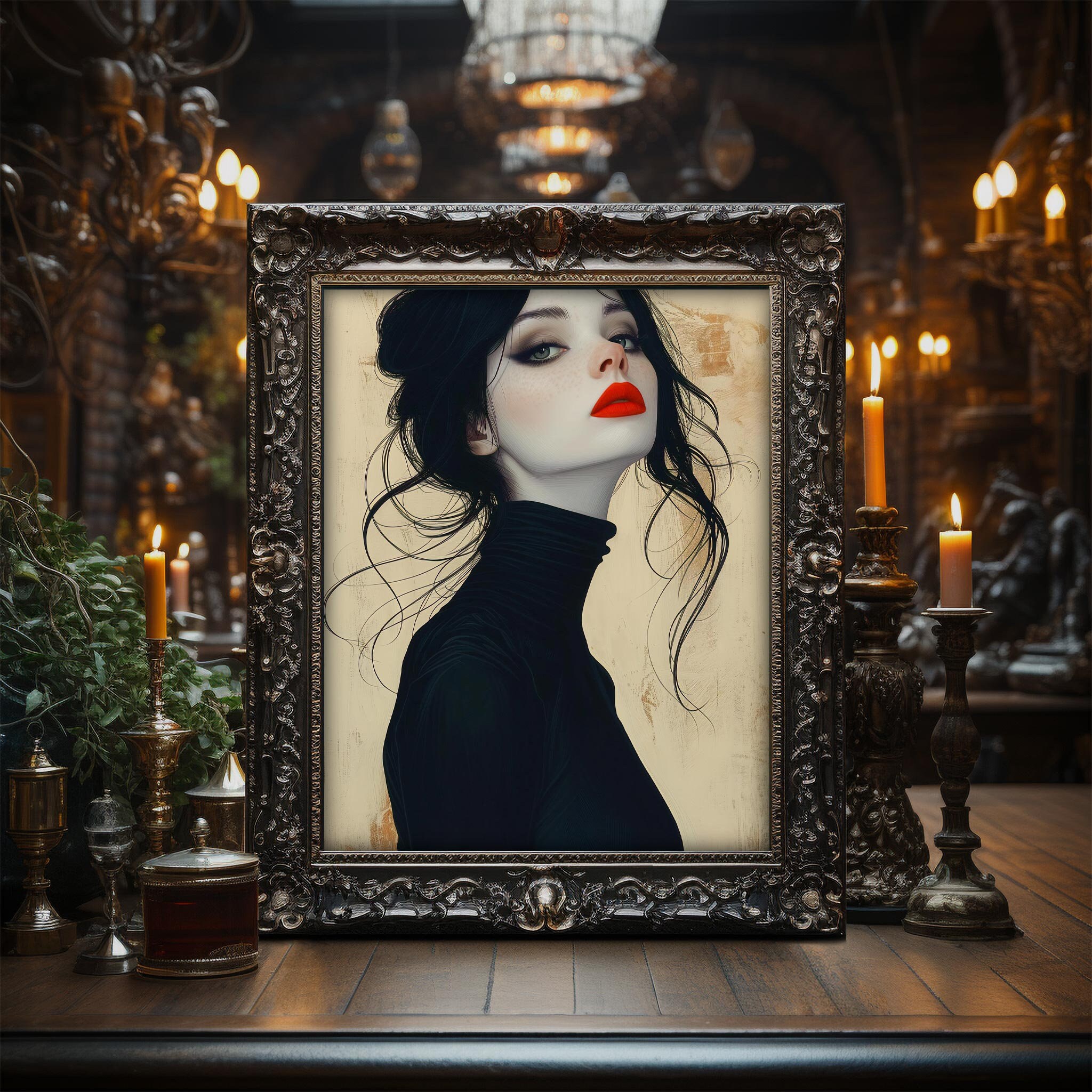 Oh, Hello Dark Academia Wall Art Print Gothic Wall Decor Femme Fatale Whimsigoth Decor - Etsy