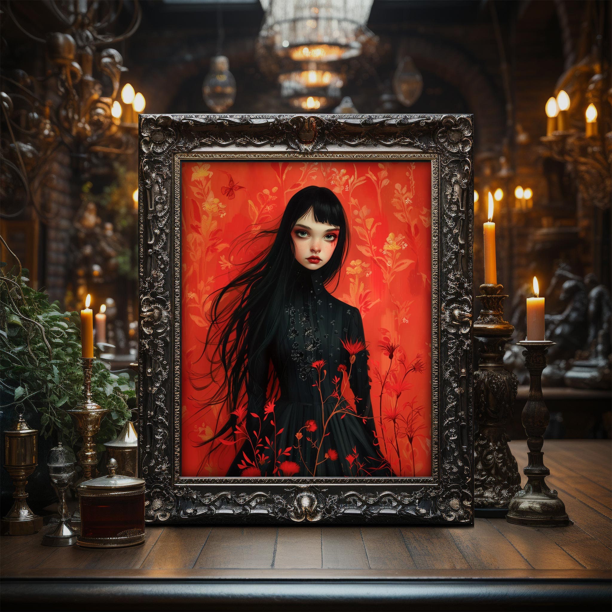 Gothic in Red Dark Academia Wall Art Print Gothic Wall Decor - Etsy