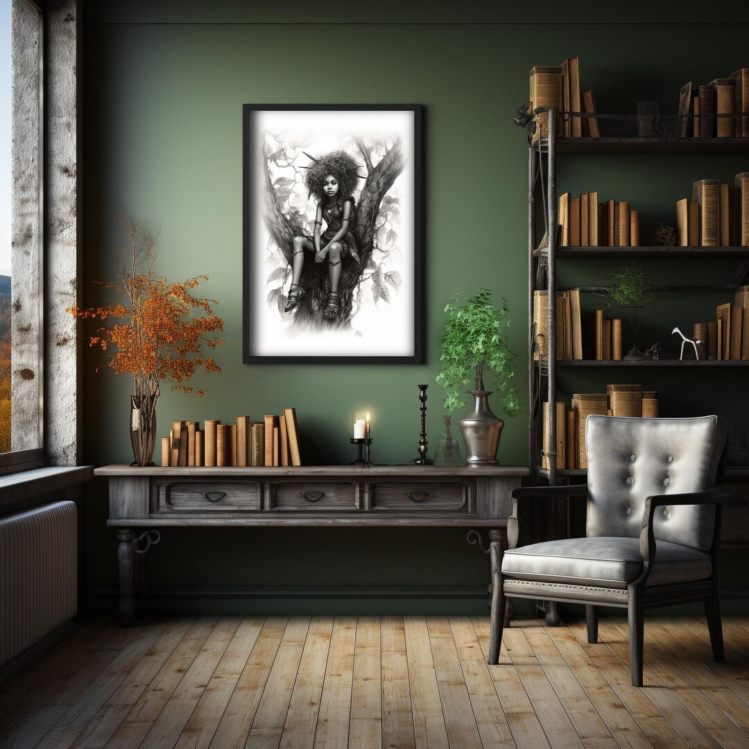 Woodland Fae Guide | Dark Academia Wall Art Print Gothic Decor Black ...