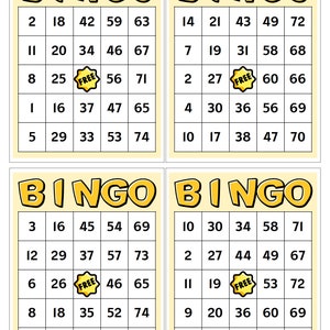 600 Simple Yellow Bingo Cards Pack - Bright, Cheerful Party Game - 1/2 ...