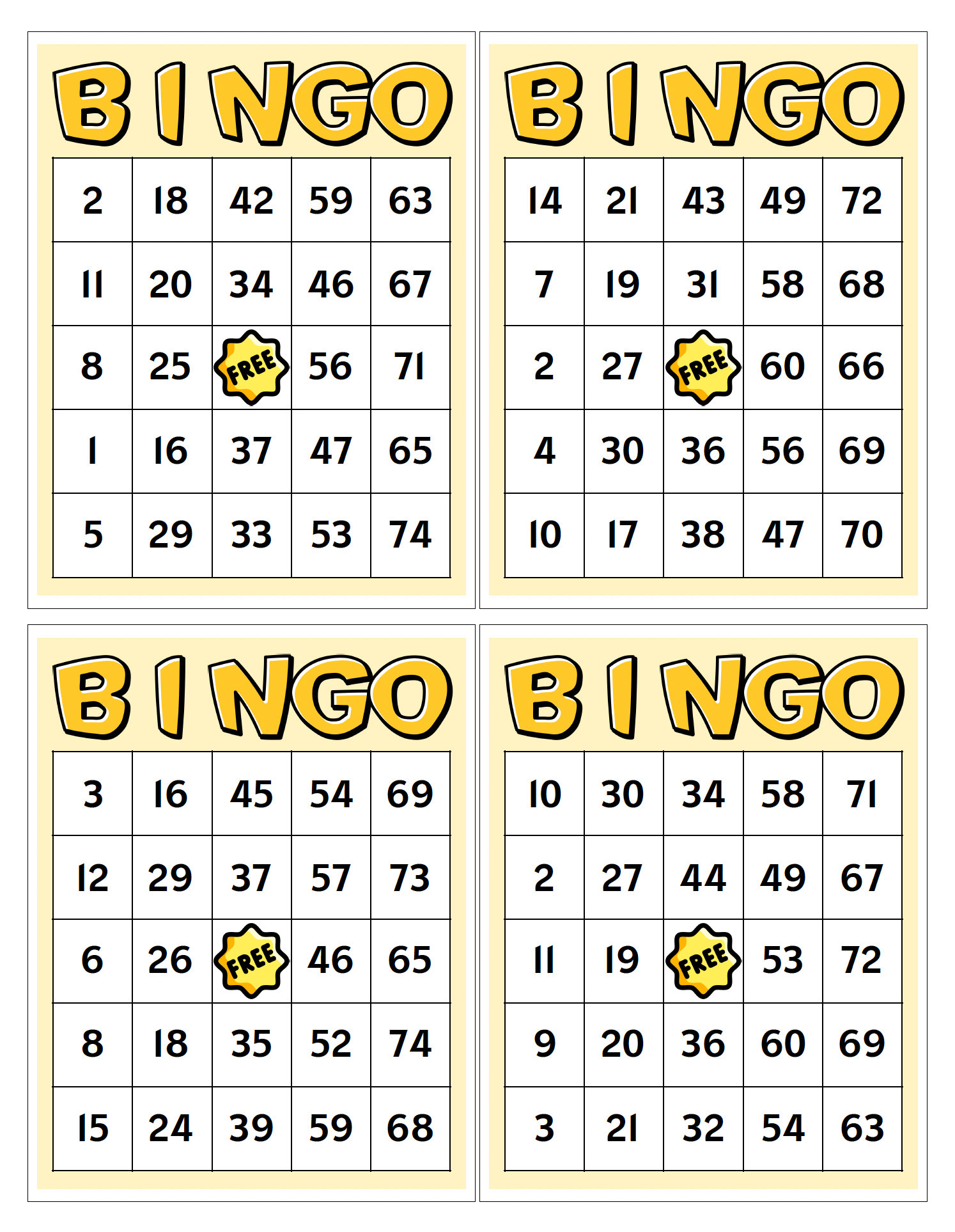 600 Simple Yellow Bingo Cards Pack - Bright, Cheerful Party Game - 1/2 ...