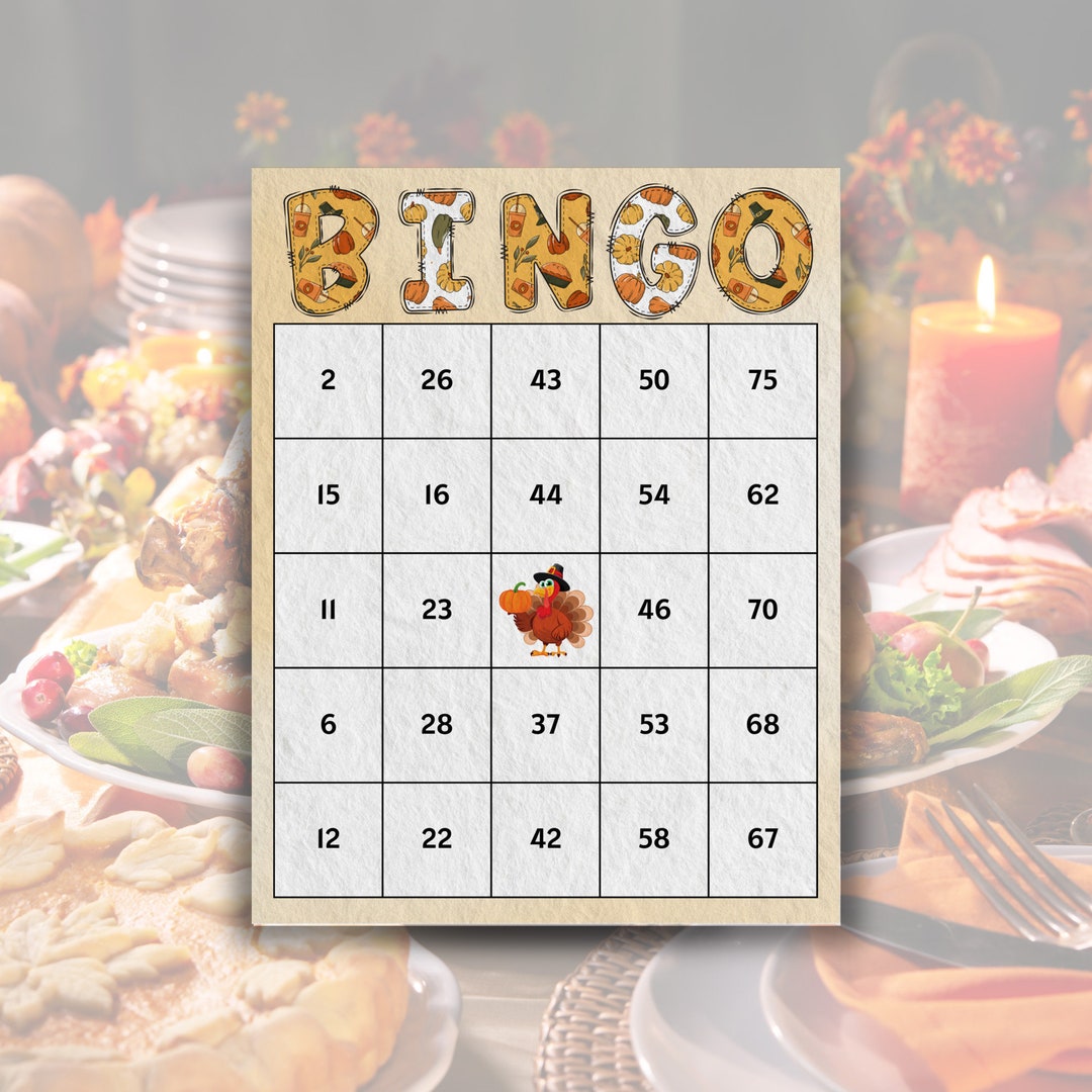 100 Thanksgiving Digital Bingo Cards With Turkey Design - Perfect for ...