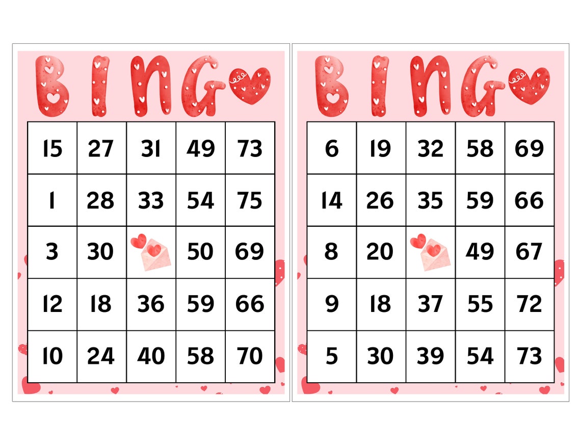 600 Valentine's Love Letter Bingo Cards - Romantic Themed Game - Ideal ...