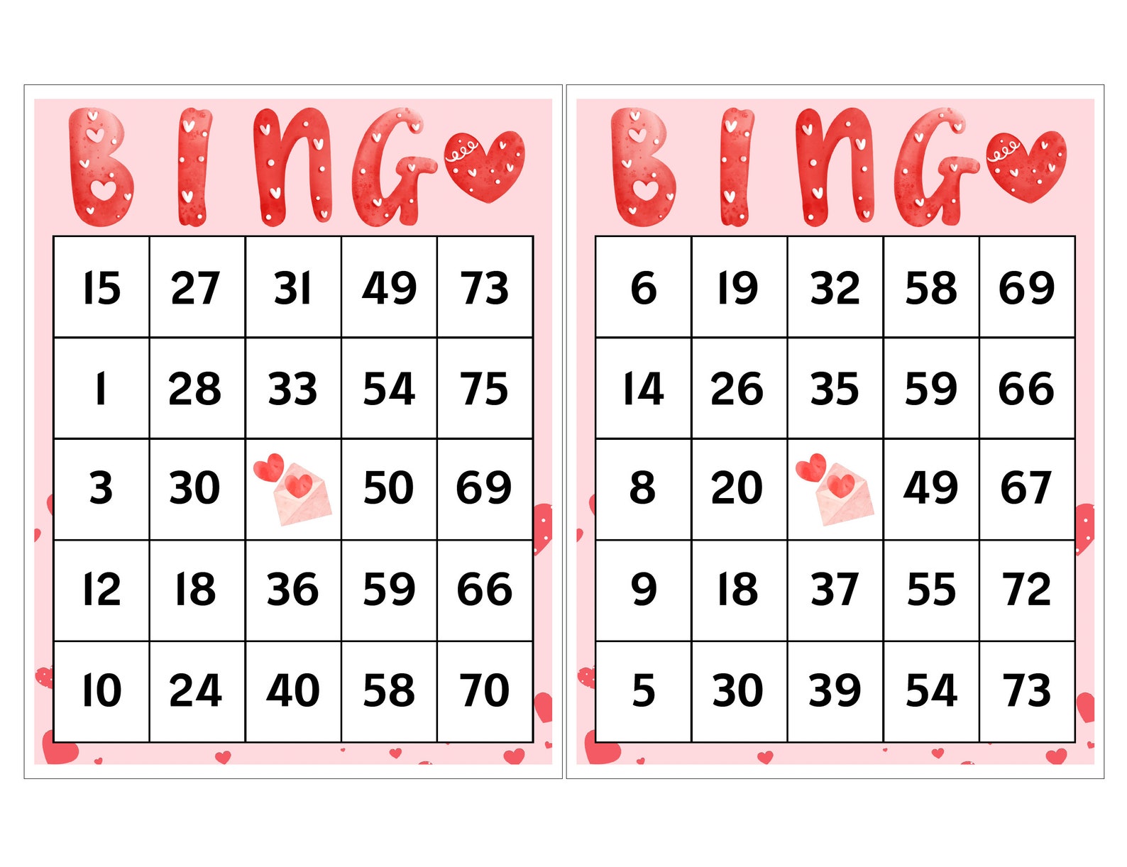600 Valentine's Love Letter Bingo Cards - Romantic Themed Game - Ideal ...